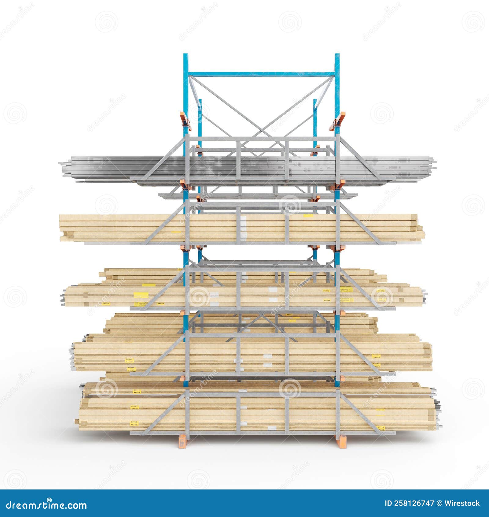 Scaffolding Construction Square Structure 3D Illustration on the White ...