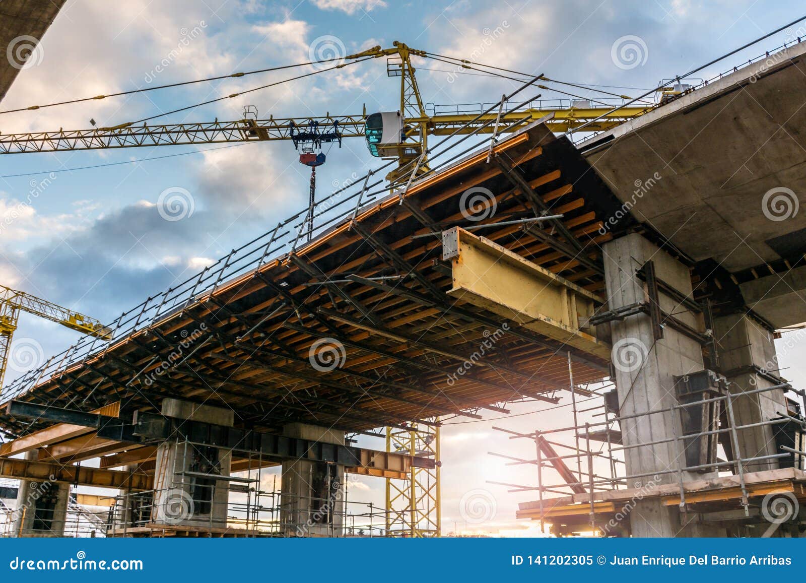 Scaffolding and Crane in the Construction of a Bridge for a Highway ...
