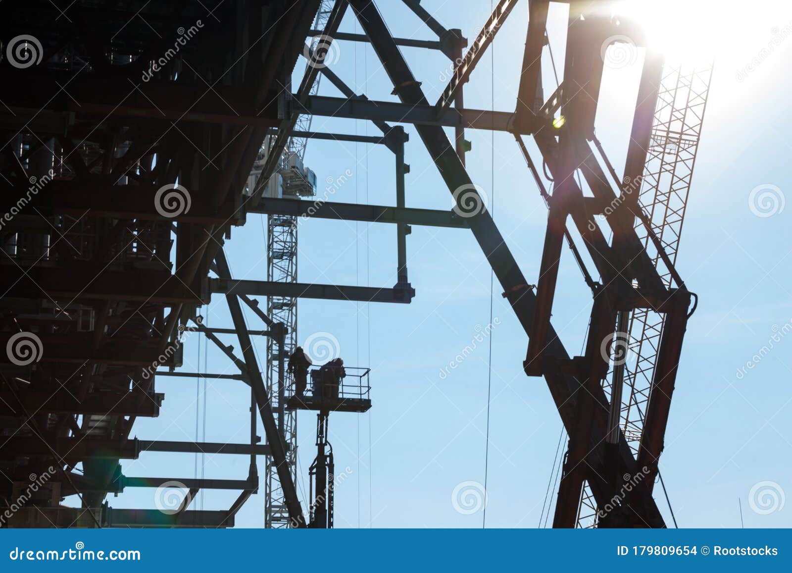 Scaffolding, Cranes and Elevating Work Platform Stock Photo - Image of ...