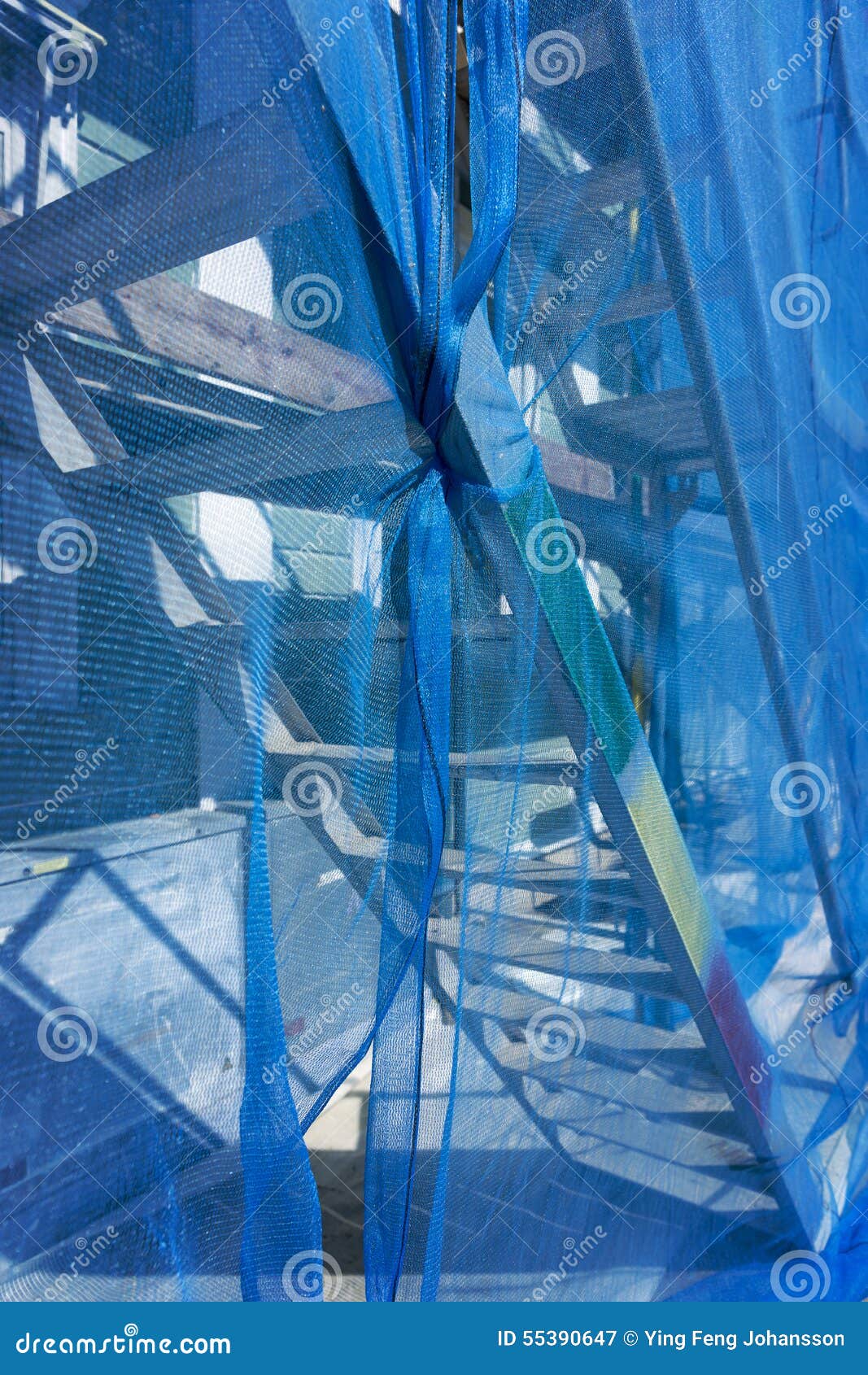Scaffolding with Debris Netting Stock Image - Image of ladder ...