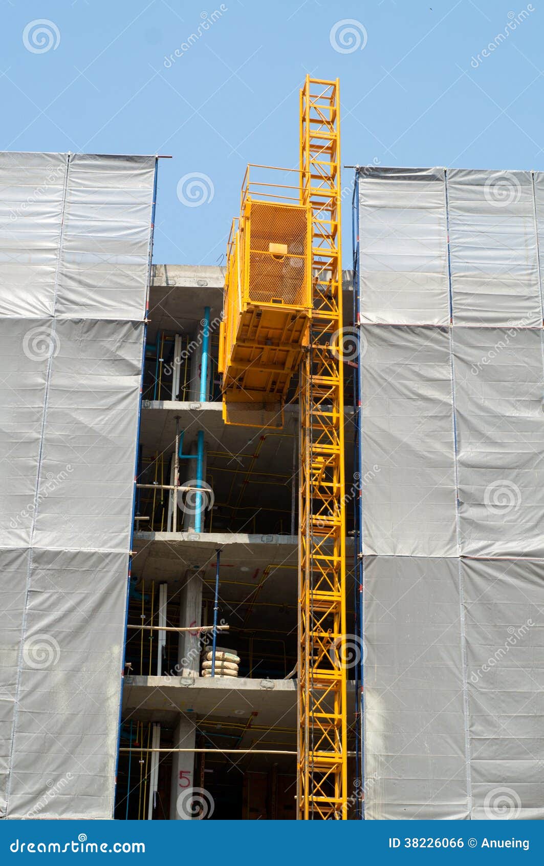 Scaffolding with elevator stock photo. Image of facade - 38226066