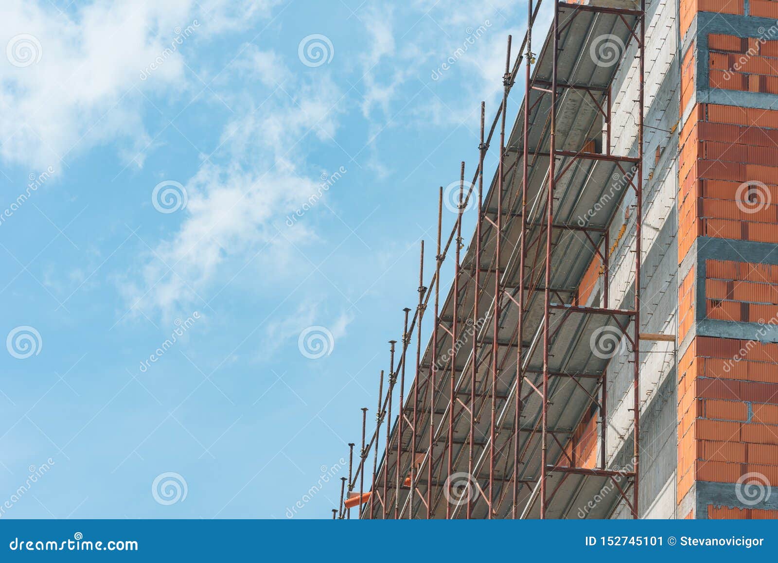 Scaffolding on Empty Construction Site with Unfinished Incomplete ...