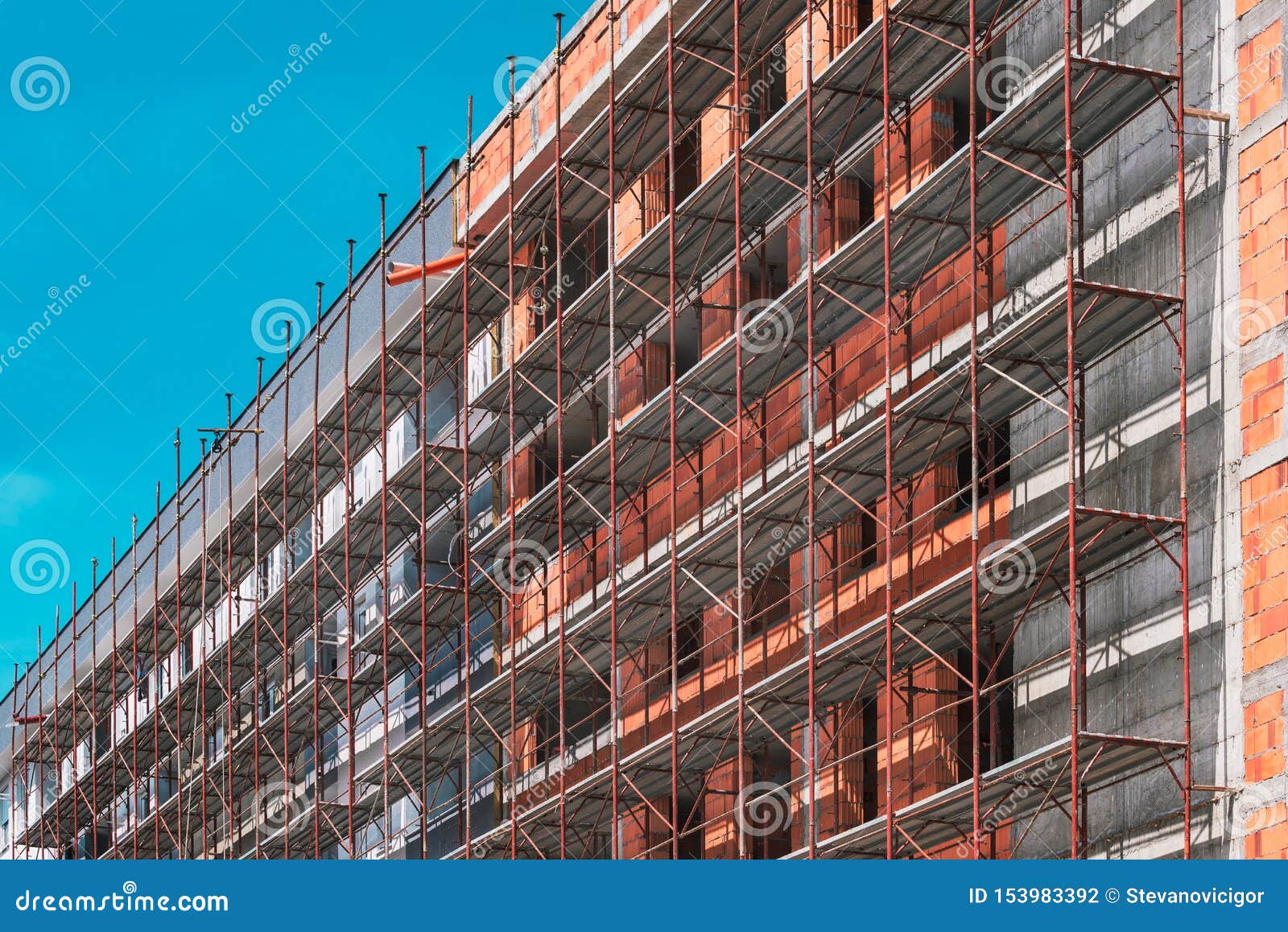 Scaffolding on Empty Construction Site with Unfinished Incomplete ...