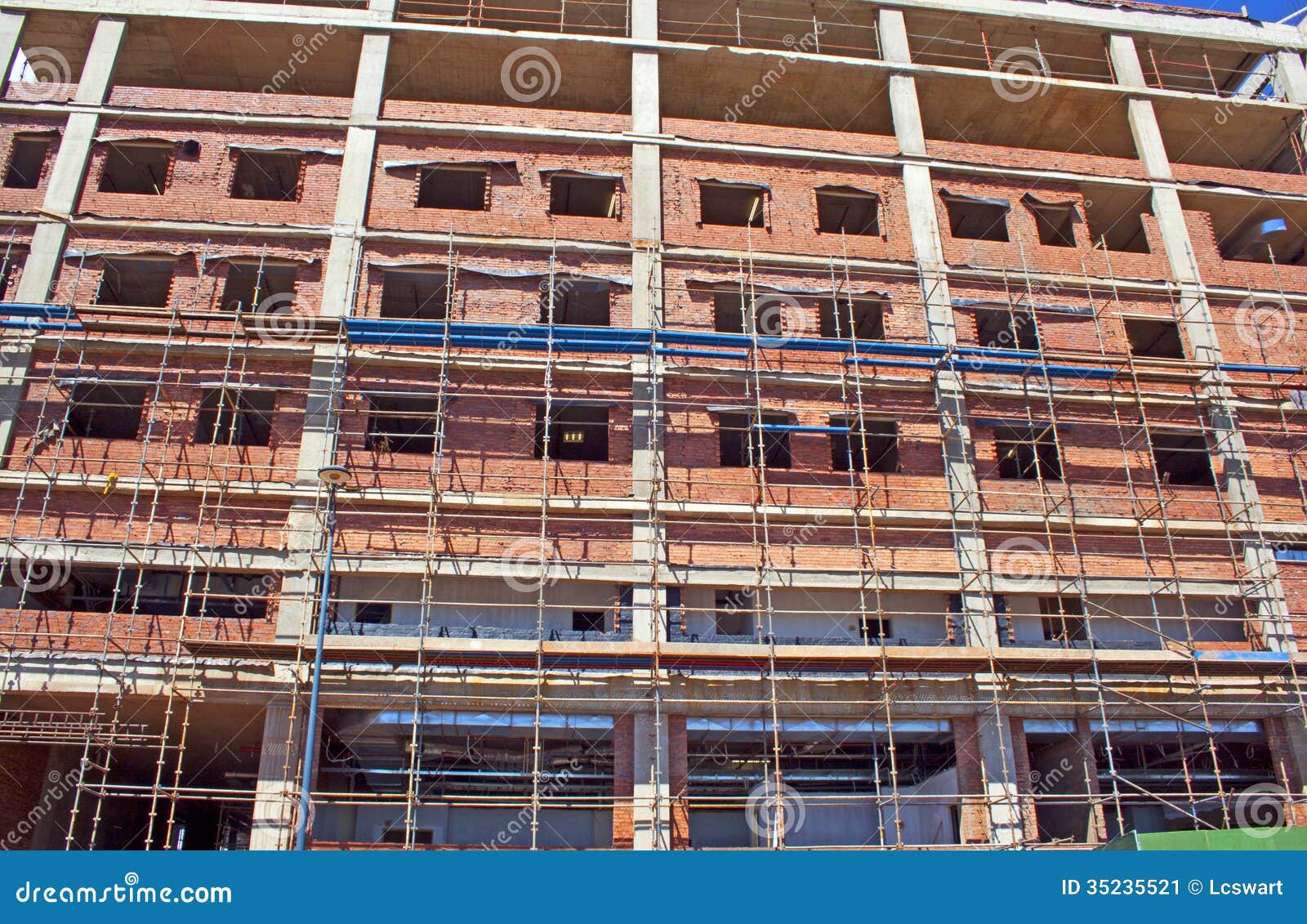 Scaffolding Erected Around Brick and Concrete Building Under Con Stock ...