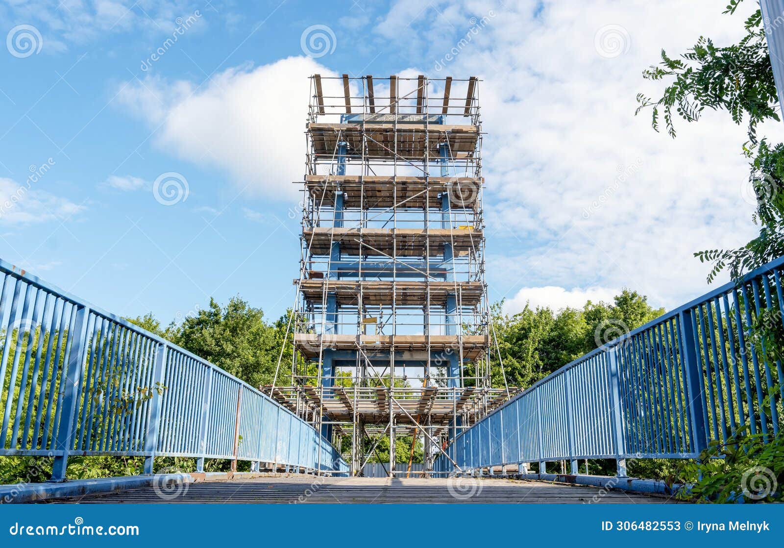 Scaffolding Erected Around Bridge during Repairing Stock Image - Image ...