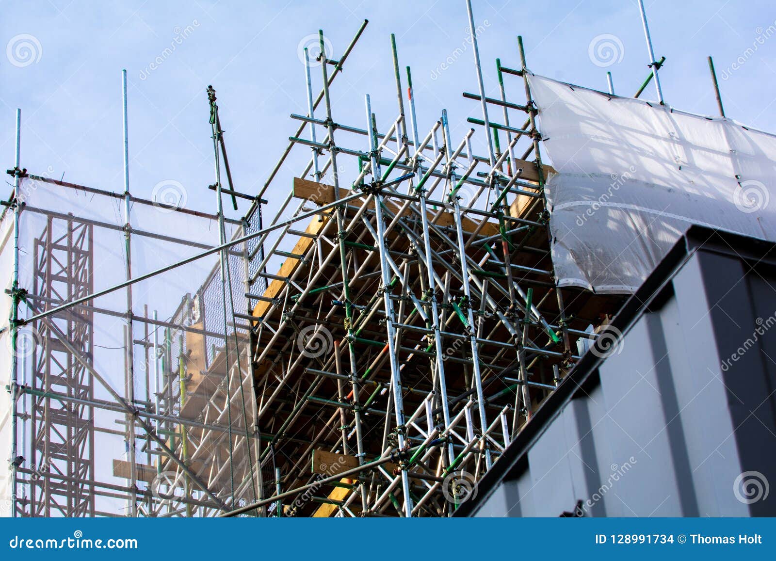 Construction Work on Building Stock Photo - Image of office, build ...