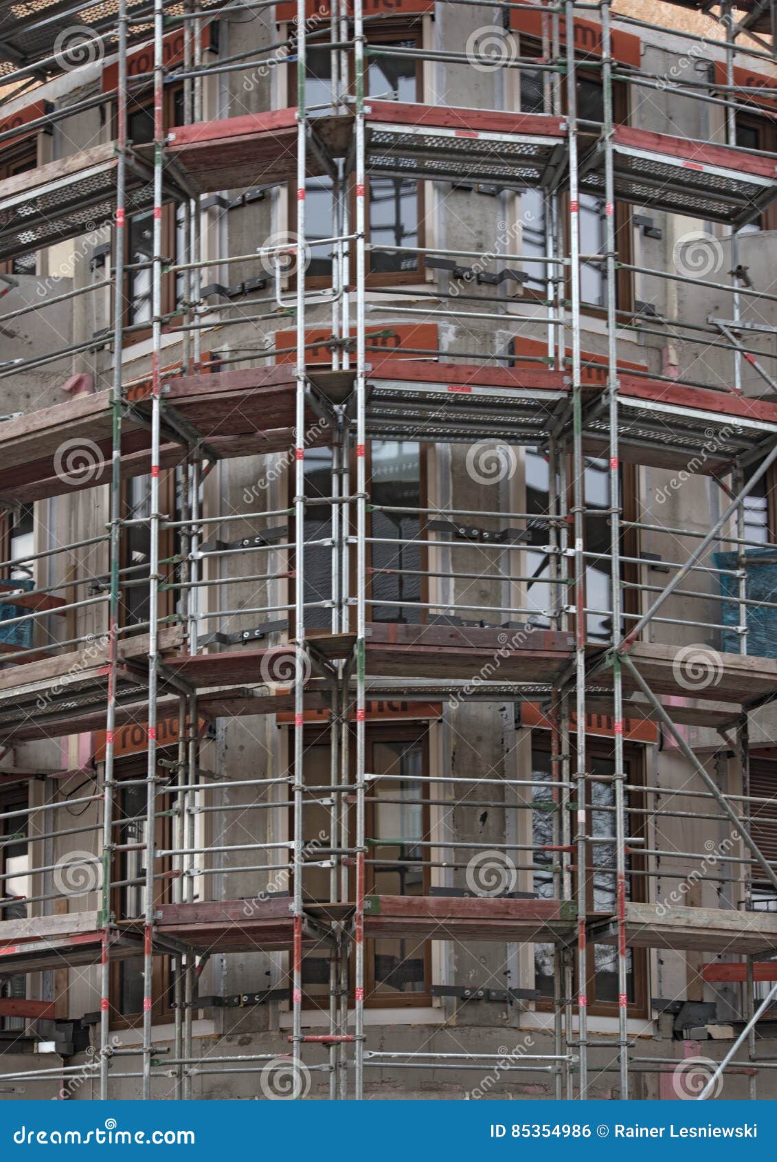 Scaffolding On Facade Of A Multi-storey Residential Building Editorial ...