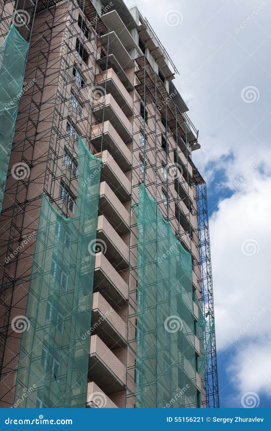 Scaffolding on the Facade of a Tall Building Stock Image - Image of ...