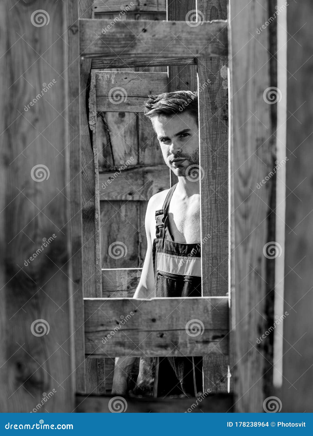 Scaffolding and Frameworks. Planning Construction. Man Builder in Work ...