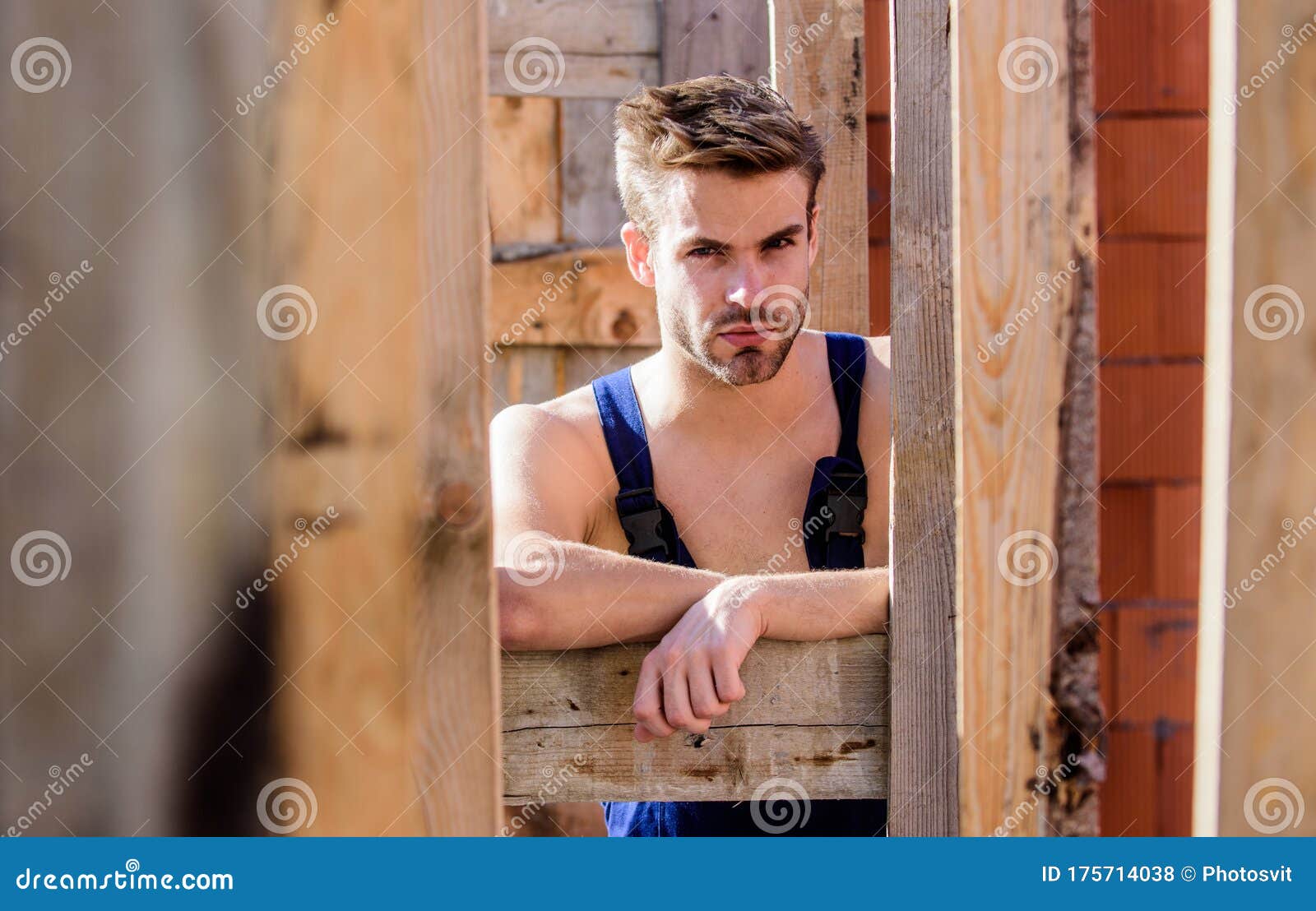 Scaffolding and Frameworks. View through Scaffoldings. Handsome Builder ...