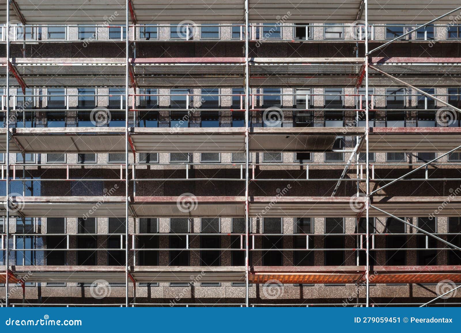 Scaffolding in Front of Building at Construction Site. Stock Image ...
