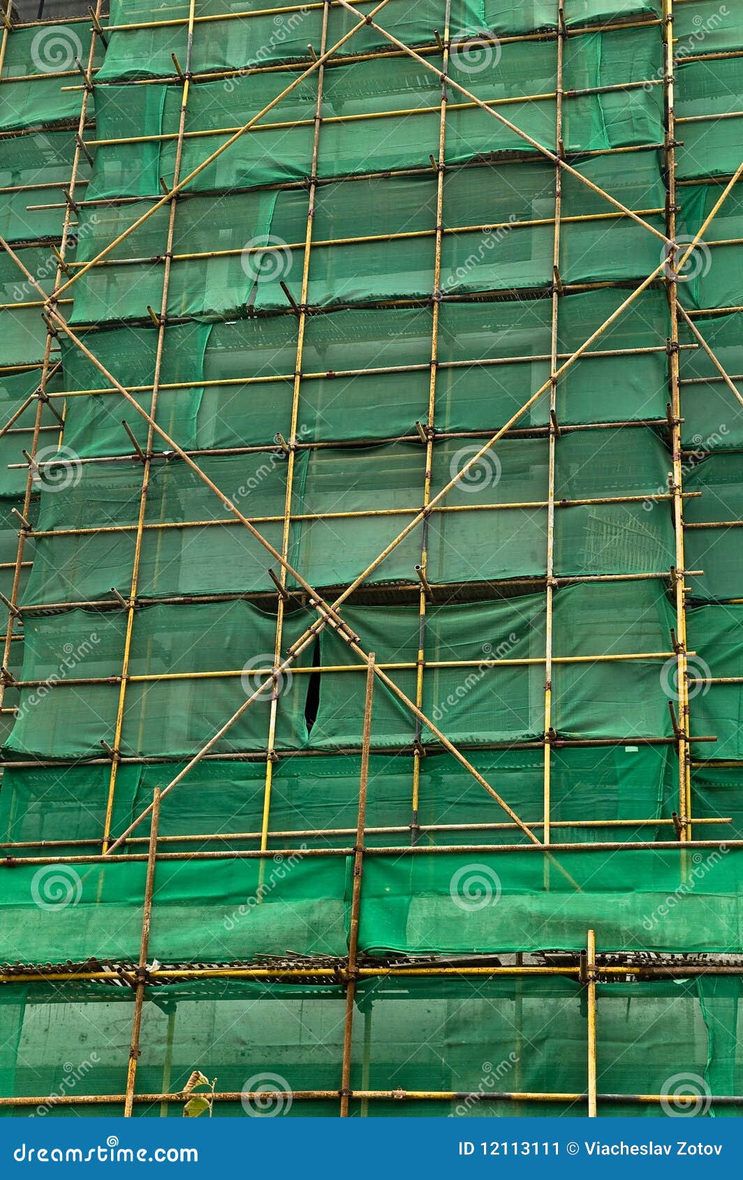 Scaffolding and Green Netting Abstract Backgground Stock Image - Image ...