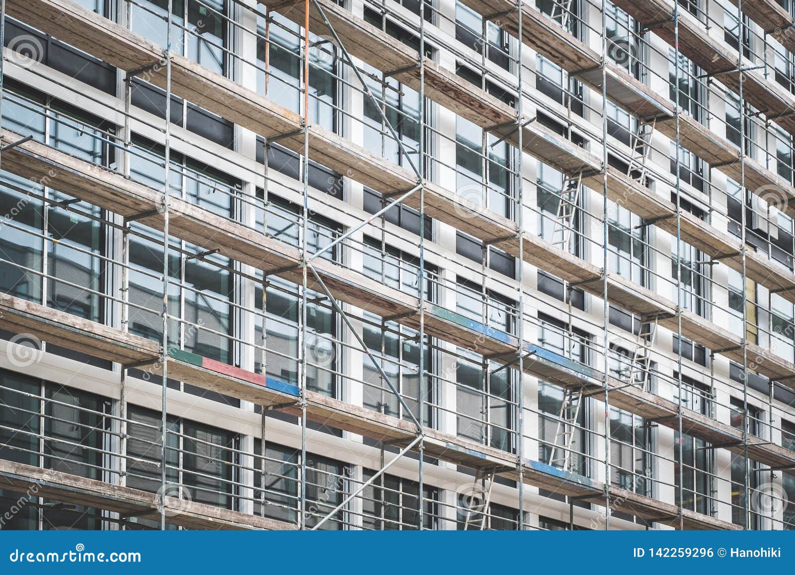 Scaffolding on House Facade,modern Building Under Construction Stock ...
