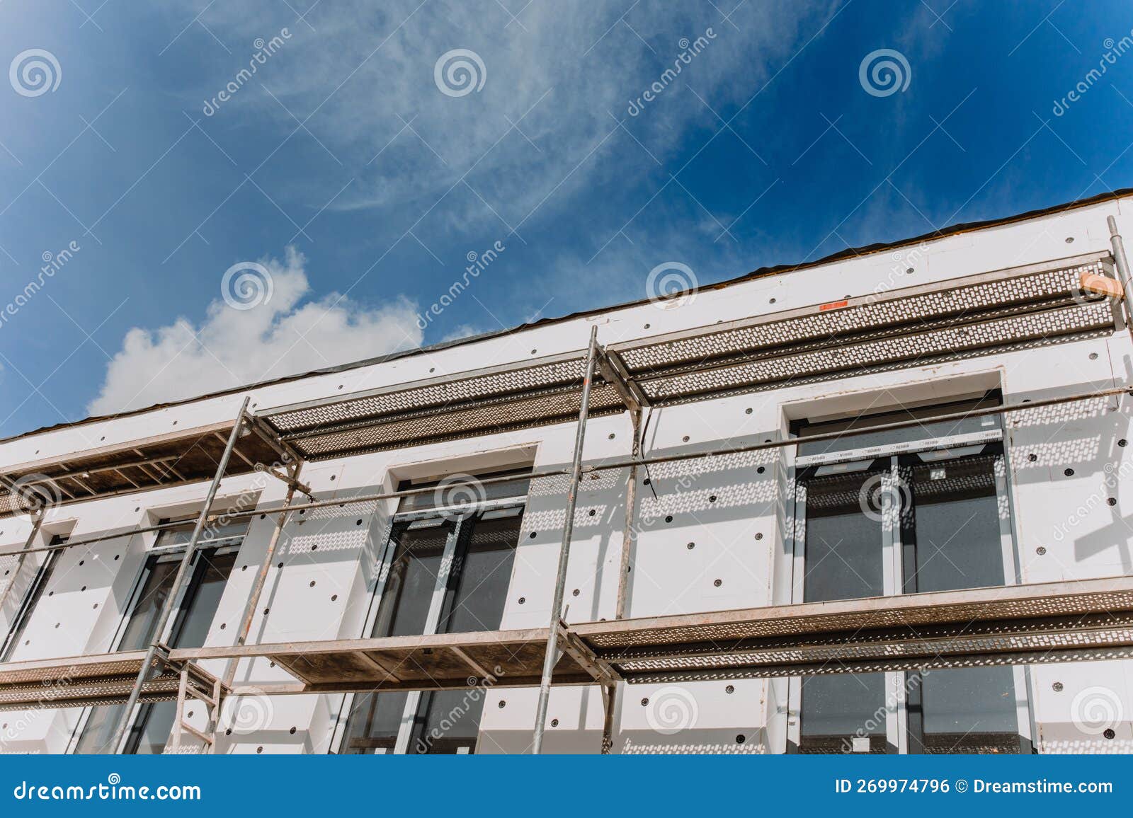 Scaffolding on House Facade,modern Building Under Construction Stock ...