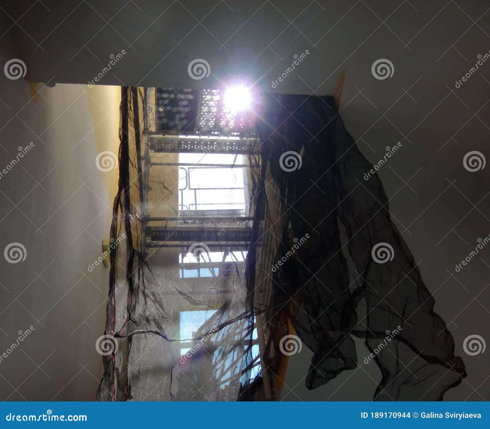 Scaffolding Inside the Building on the Stairs between Floors with a ...