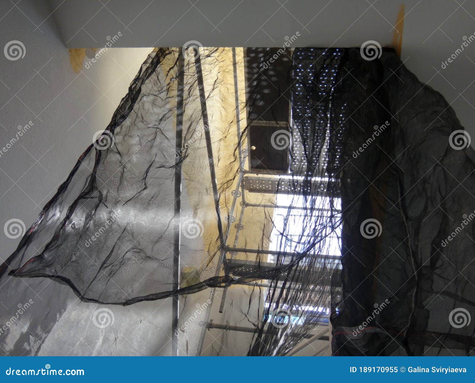 Scaffolding Inside the Building on the Stairs between Floors with a ...