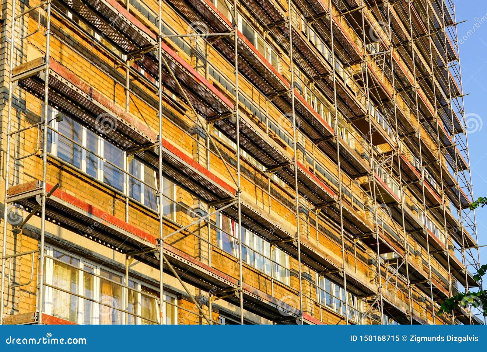 Scaffolding And Installation Of Glass Facade Panels Royalty-Free Stock ...