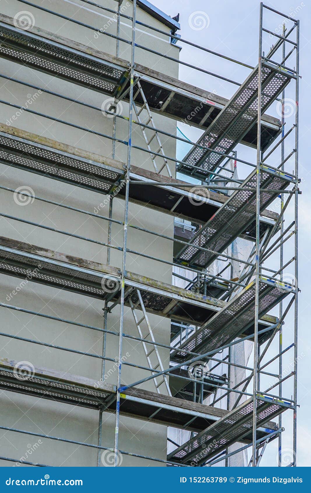 Scaffolding before Installation of the Thermal Insulation of the Facade ...