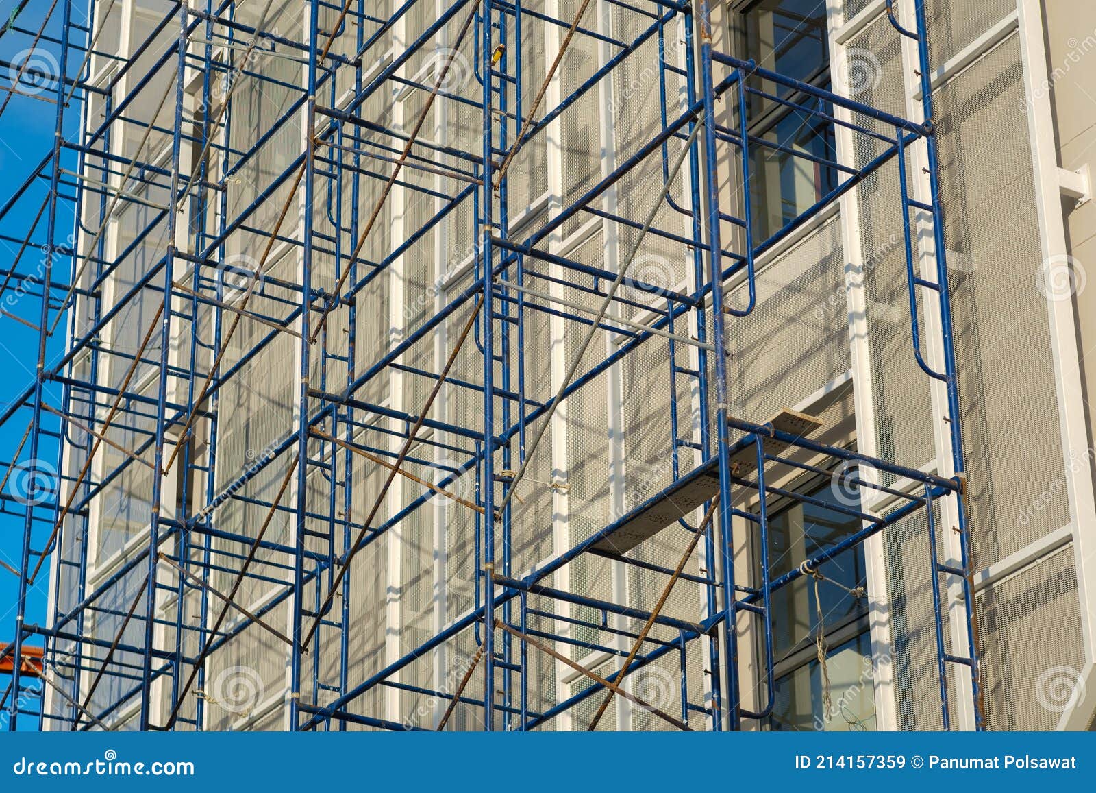 Scaffolding Installed Next To the Building To Repair the Building Stock ...