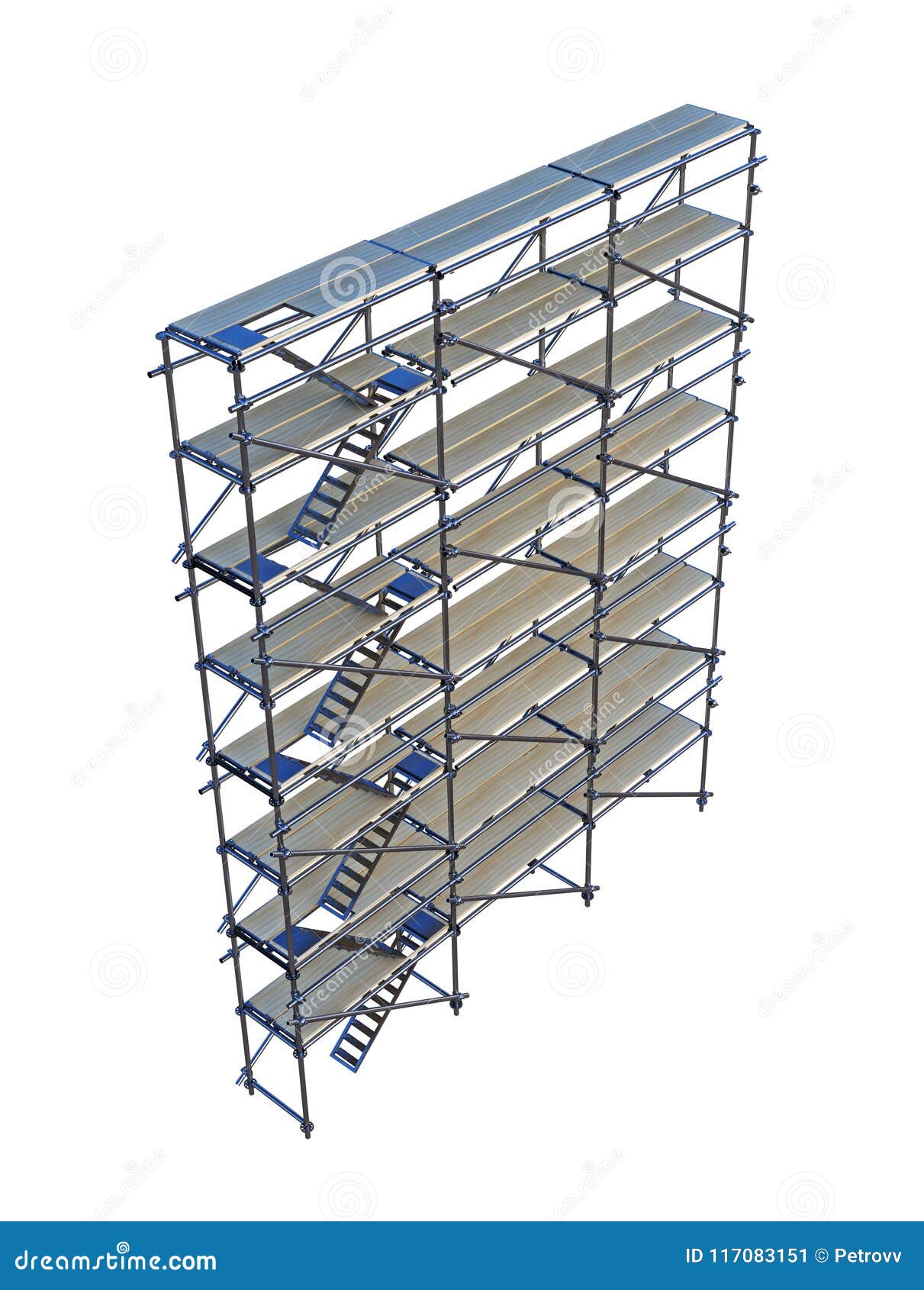 3D Red Scaffolding With White And Blueprint Background Stock ...