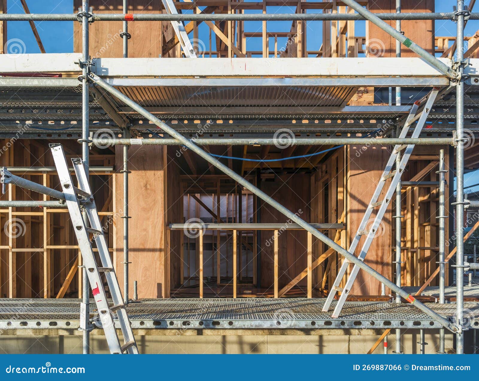 Jumble of Scaffolding and Ladders at a Building Construction Site Stock ...