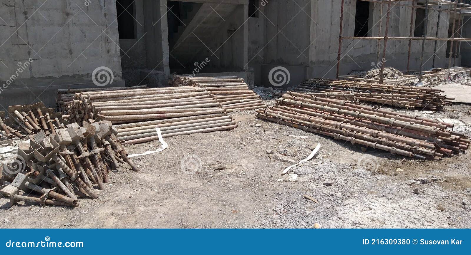Scaffolding Materials are Stacked Properly in a Building Construction ...