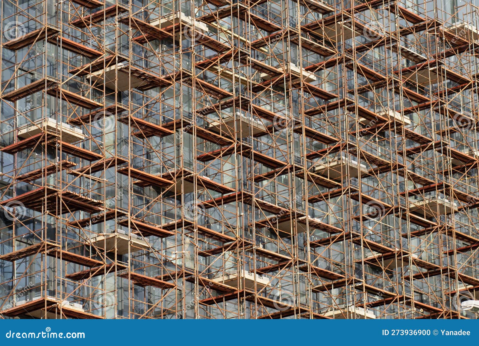 Scaffolding, Metal Supports for Construction Workers on a House Under ...