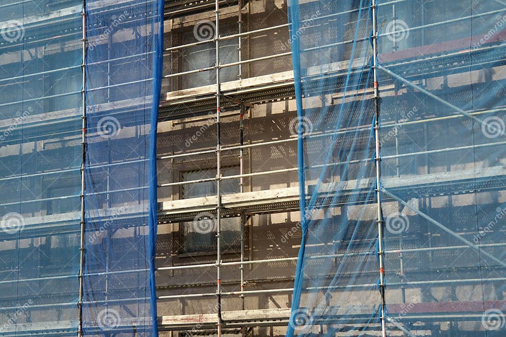 Scaffolding and Netting in a Construction Site Stock Image - Image of ...