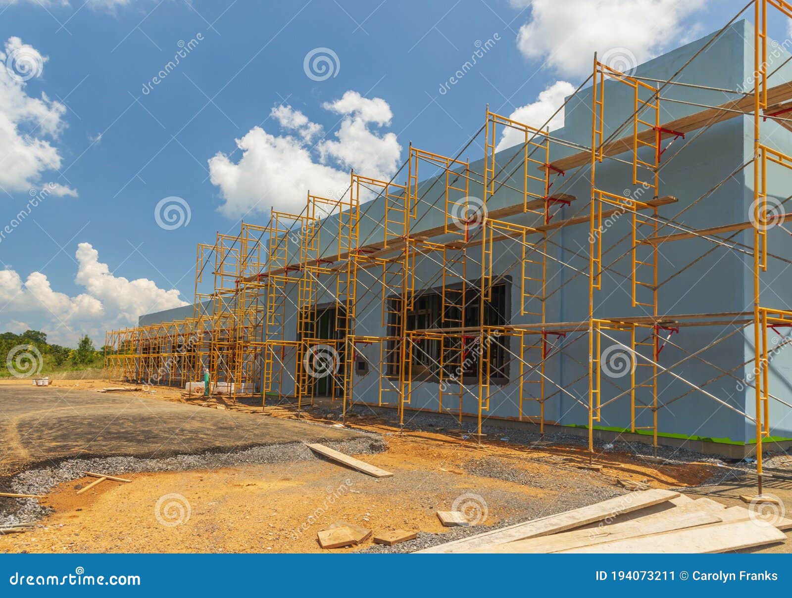 Scaffolding on New Commercial Construction Project Stock Image - Image ...