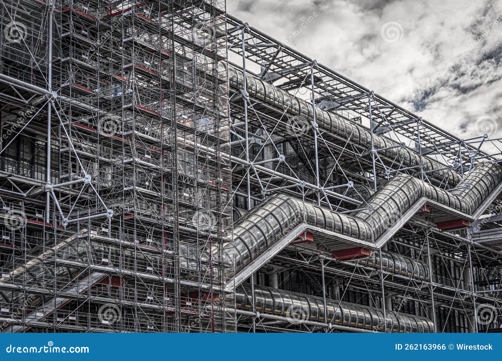 Scaffolding and Pipes on a Facade Stock Photo - Image of structure ...