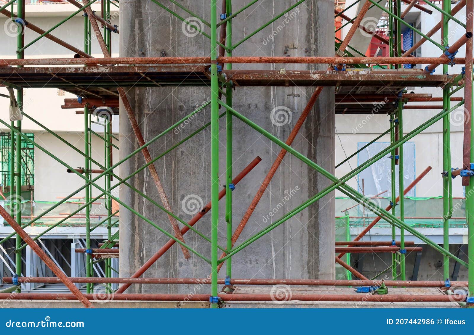 Scaffolding on Elevated Reinforced Concrete Structure Stock Photo ...