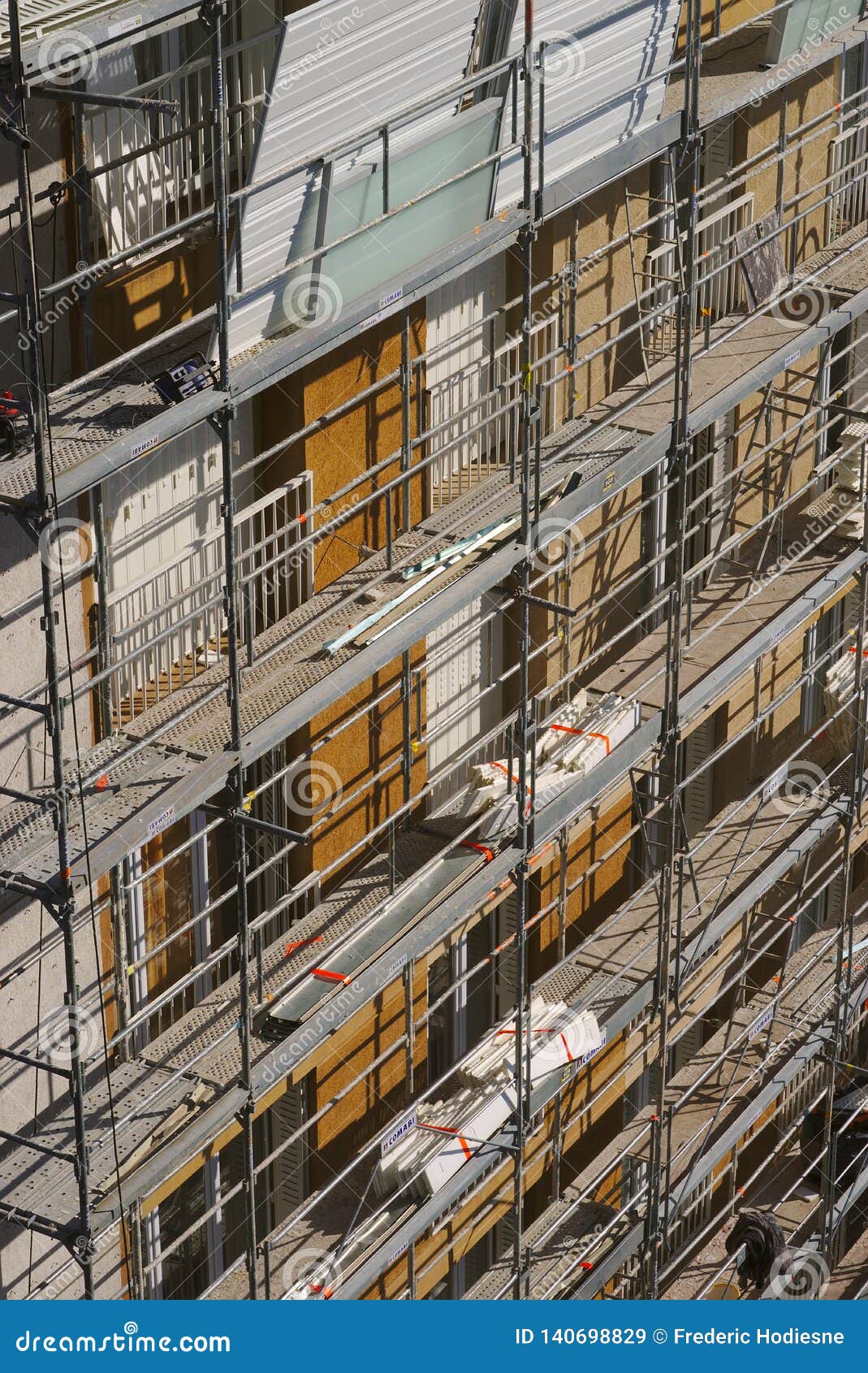 Scaffolding, Renovation of Building Facade Stock Image - Image of ...