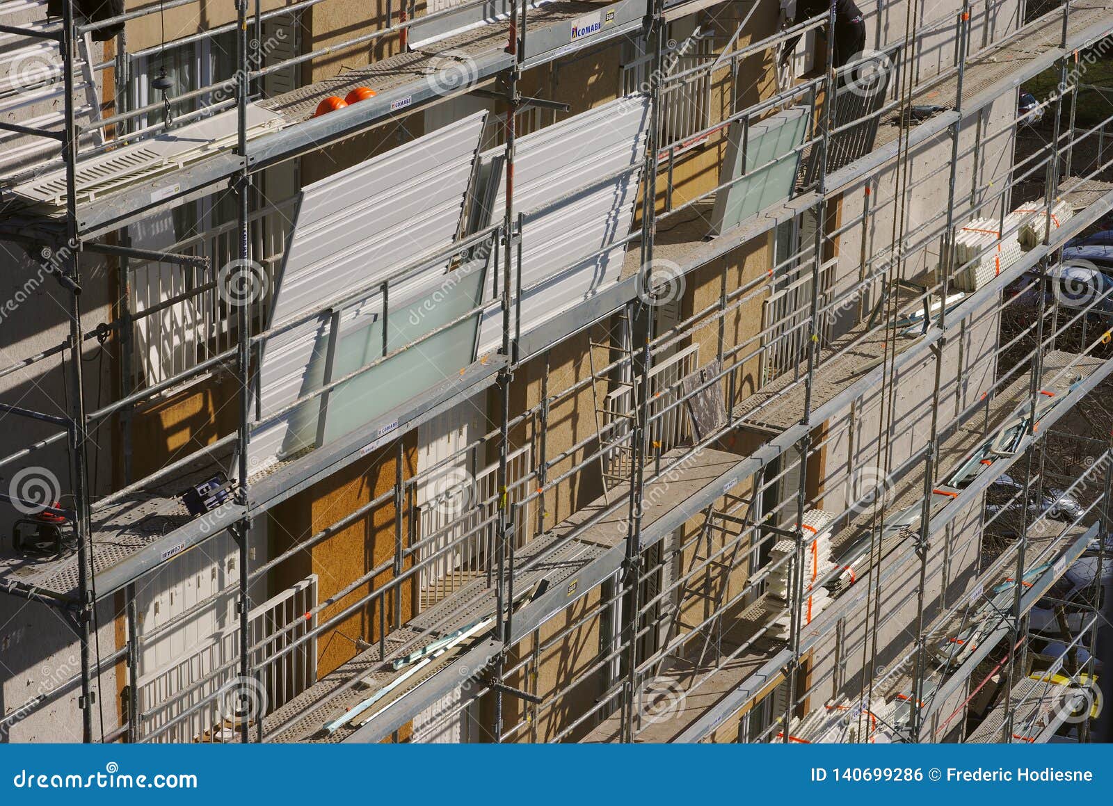 Scaffolding, Renovation of Building Facade Stock Photo - Image of ...