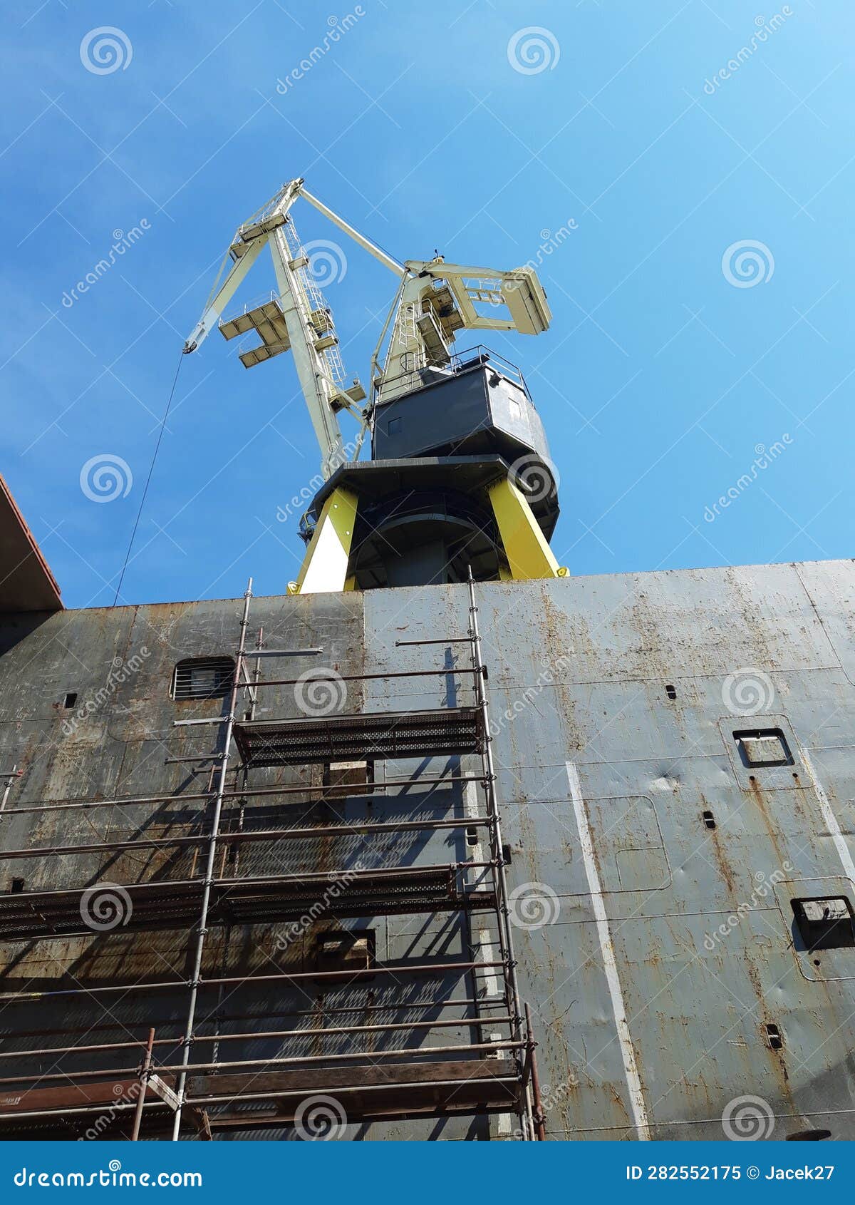 Scaffolding on a Ship in the Cargo Hold at Gdansk Shipyard in Poland ...
