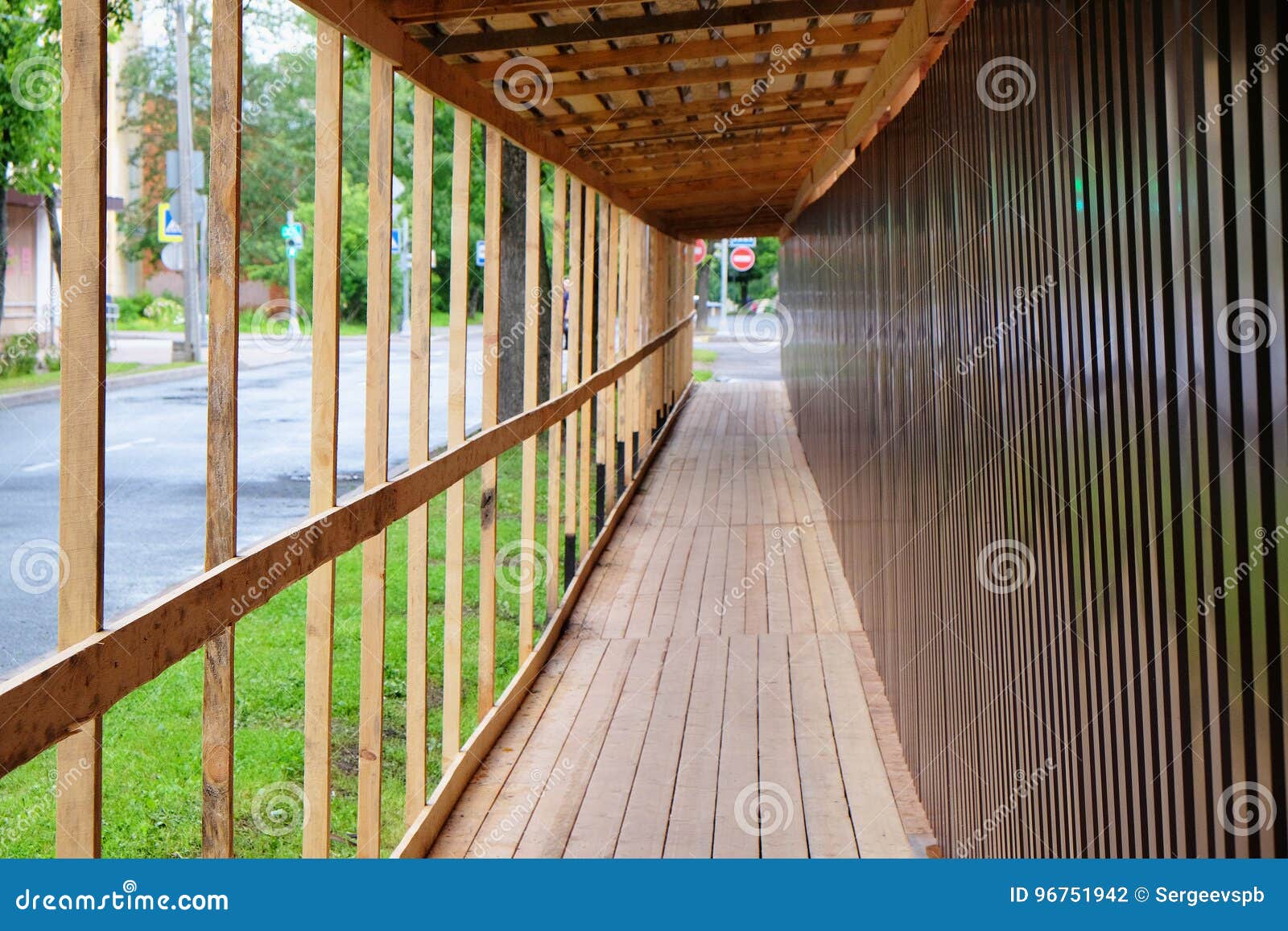 Scaffolding on the Sidewalk Stock Photo - Image of structure, path ...