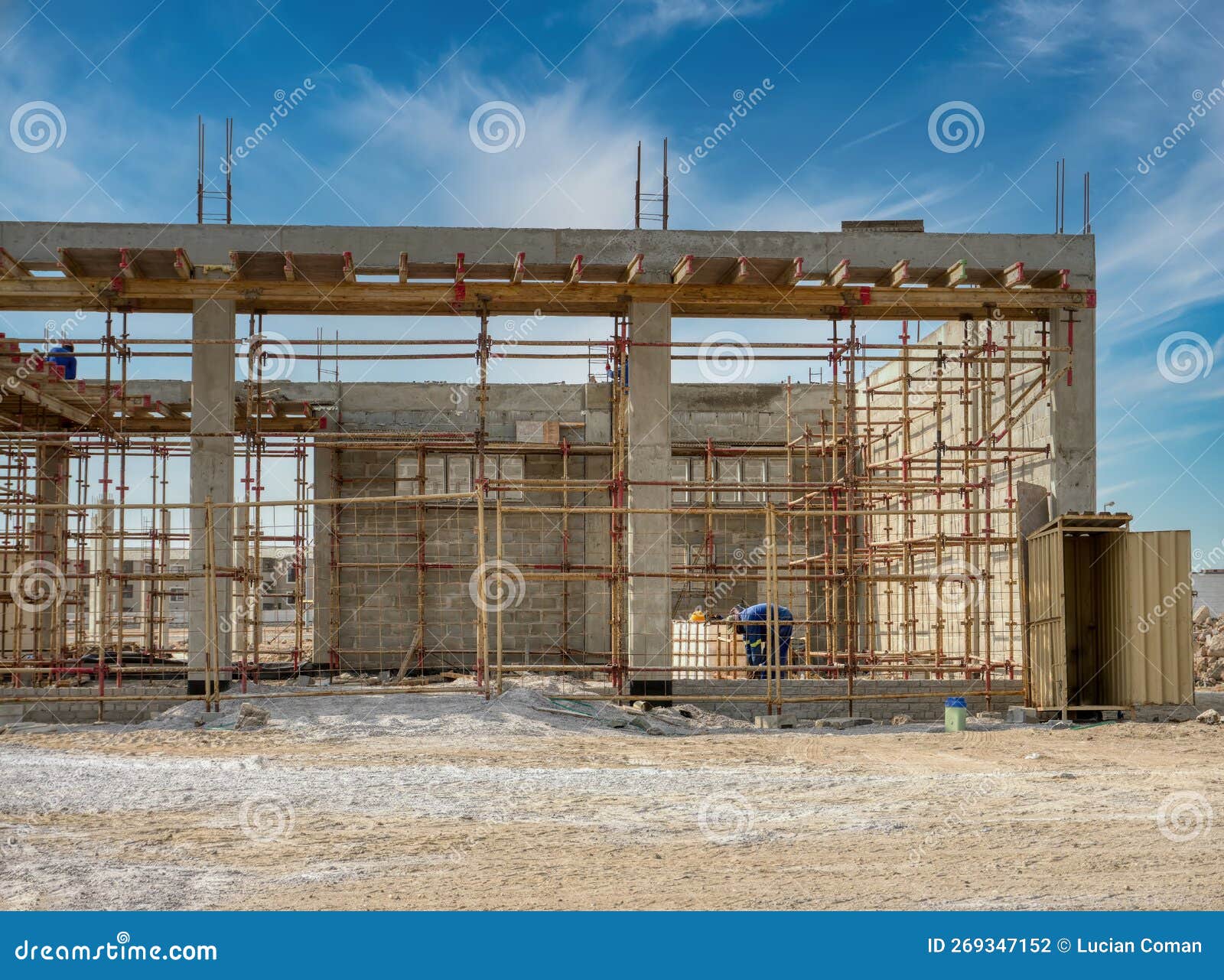 Scaffolding on site stock photo. Image of scaffold, laborers - 269347152