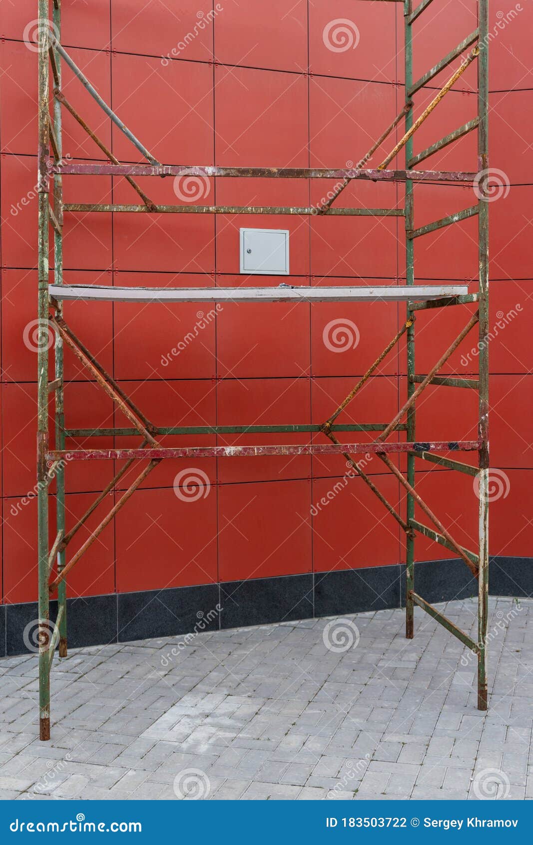 Scaffolding Stands Near the Wall of the Ventilated Facade Stock Photo ...