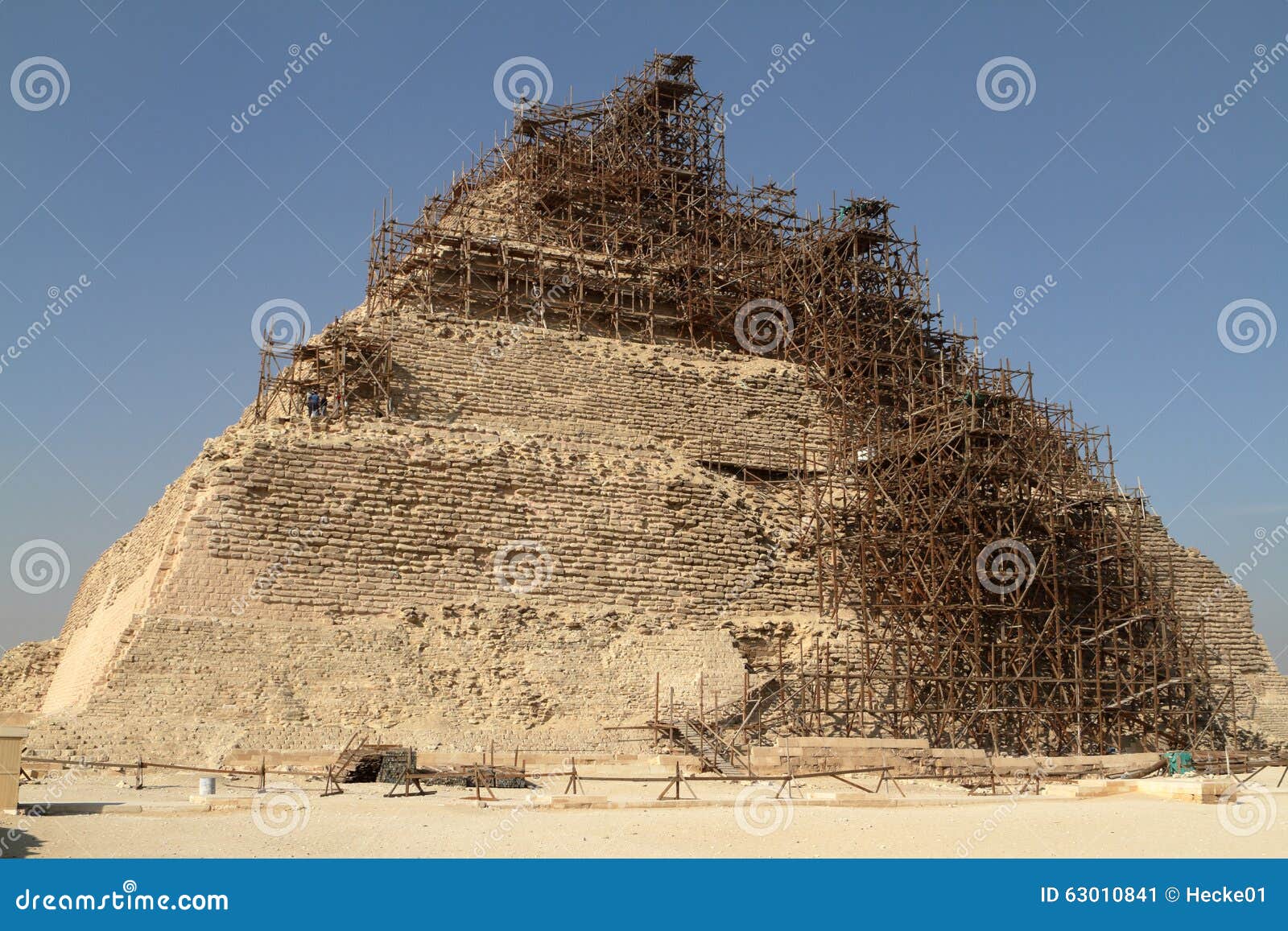 A Scaffolding at the Step Pyramid of Saqqara in Egypt Stock Image ...