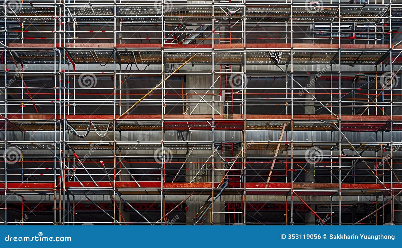 Scaffolding Structure on Construction Site Stock Illustration ...