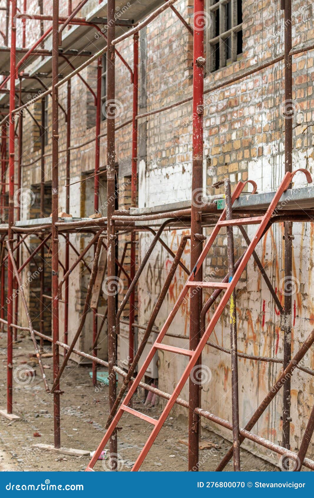 Scaffolding Structure on Construction Site, Renovation of an Old ...
