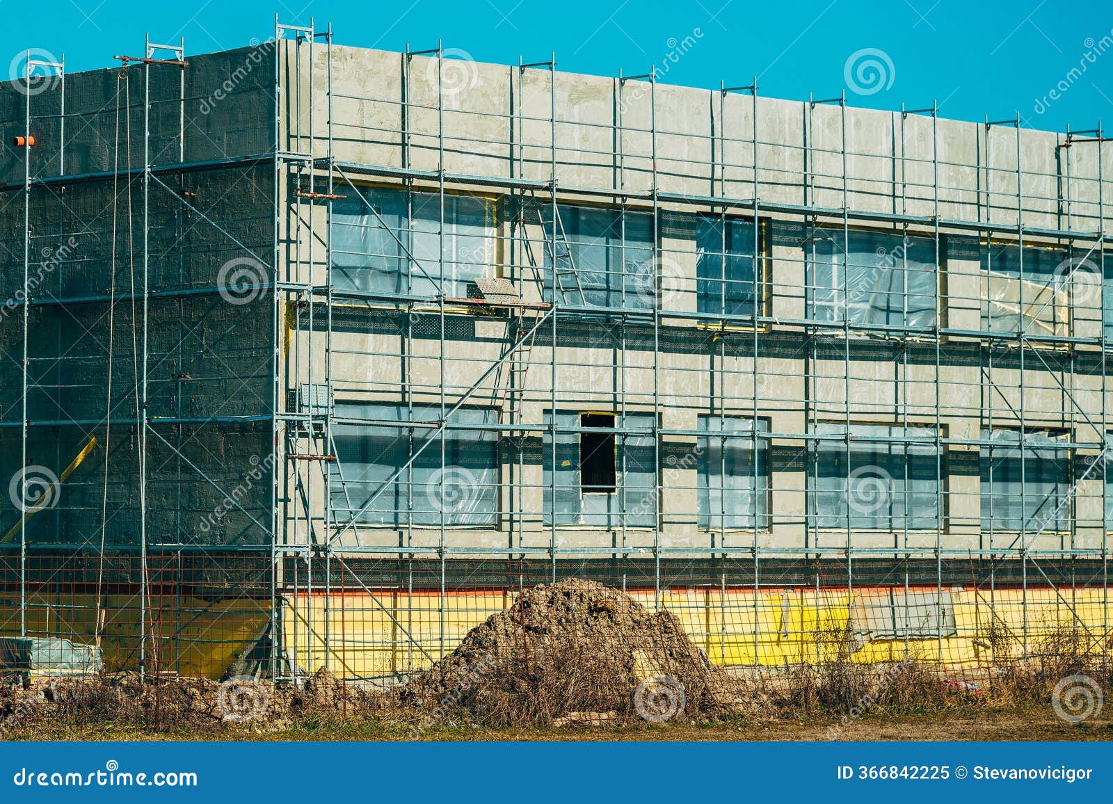 Scaffolding Structure On Two Storey Building Construction Site Royalty ...