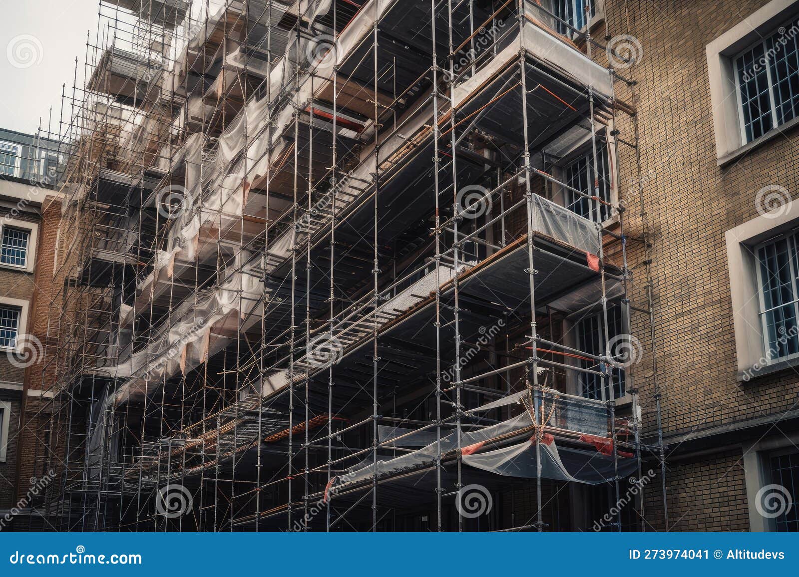 Scaffolding Surround a Building Under Construction Stock Illustration ...