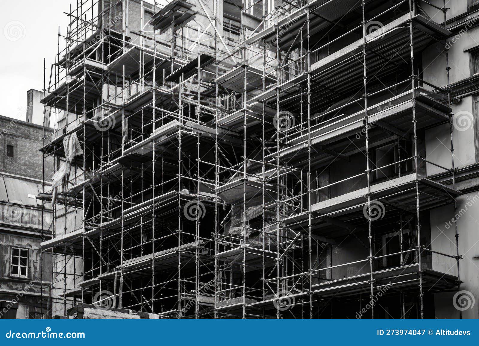 Scaffolding Surround a Building Under Construction Stock Image - Image ...