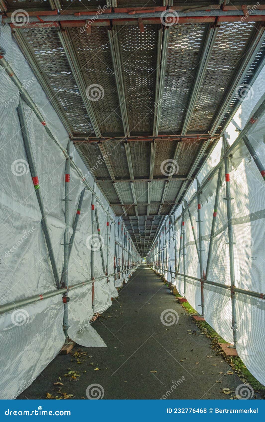 Scaffolding with Tarpaulin Over Footpath Stock Photo - Image of ...