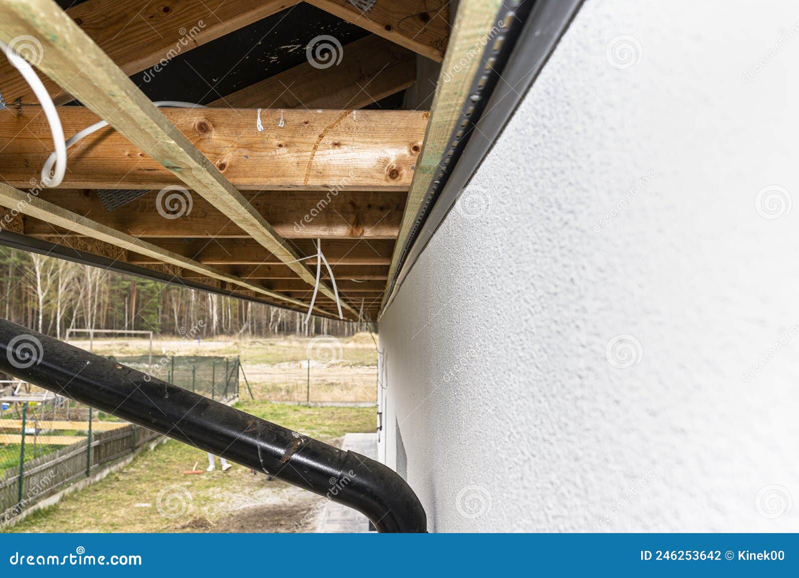 Scaffolding with Three Rows of Wooden Battens for Attaching the PVC ...