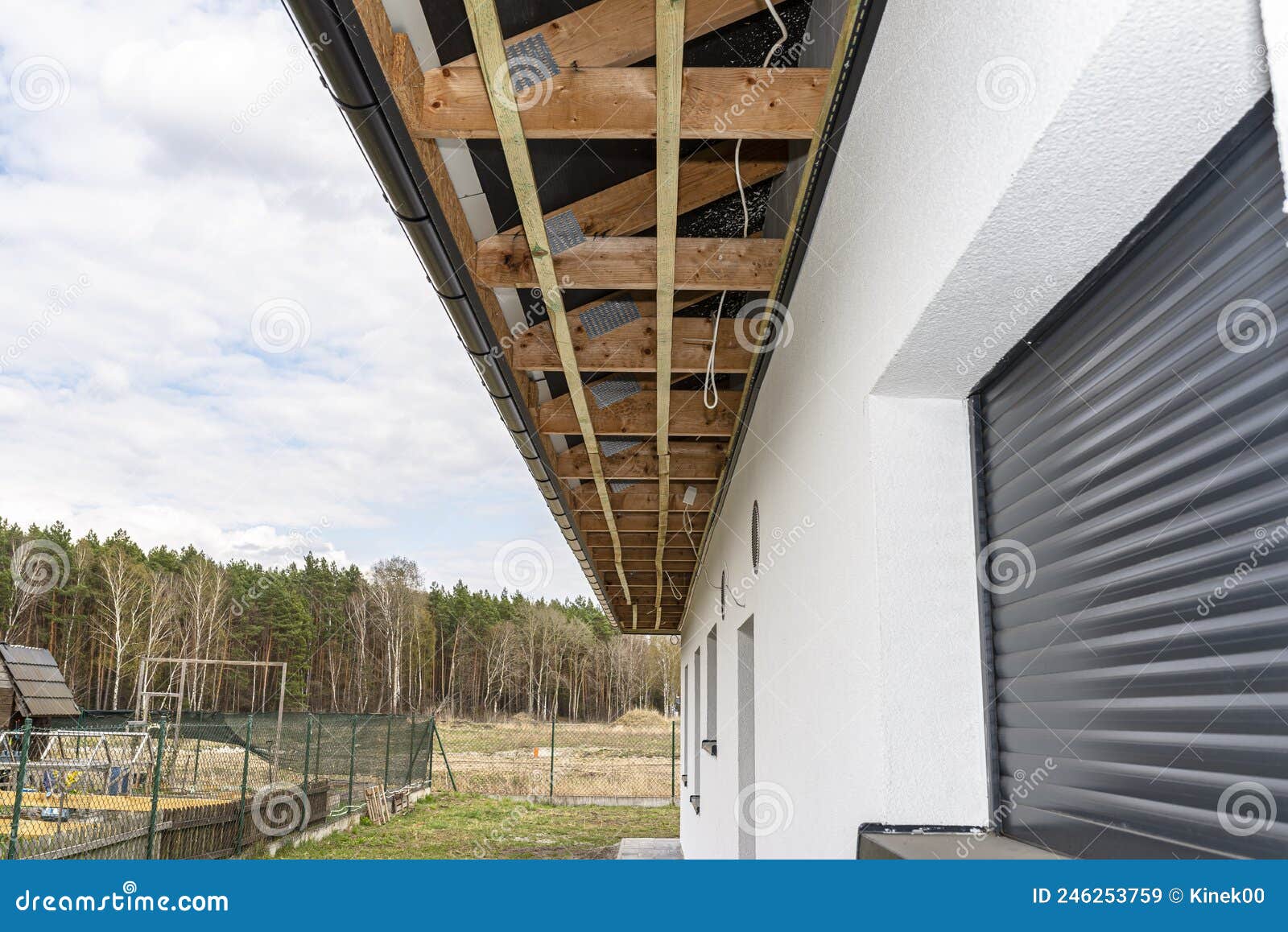 Scaffolding With Three Rows Of Wooden Battens For Attaching The PVC ...