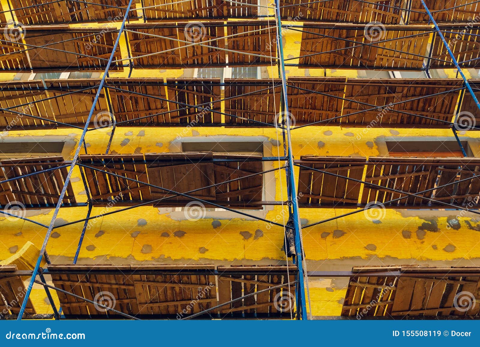 Scaffolding on the Wall of a Building Stock Image - Image of equipment ...