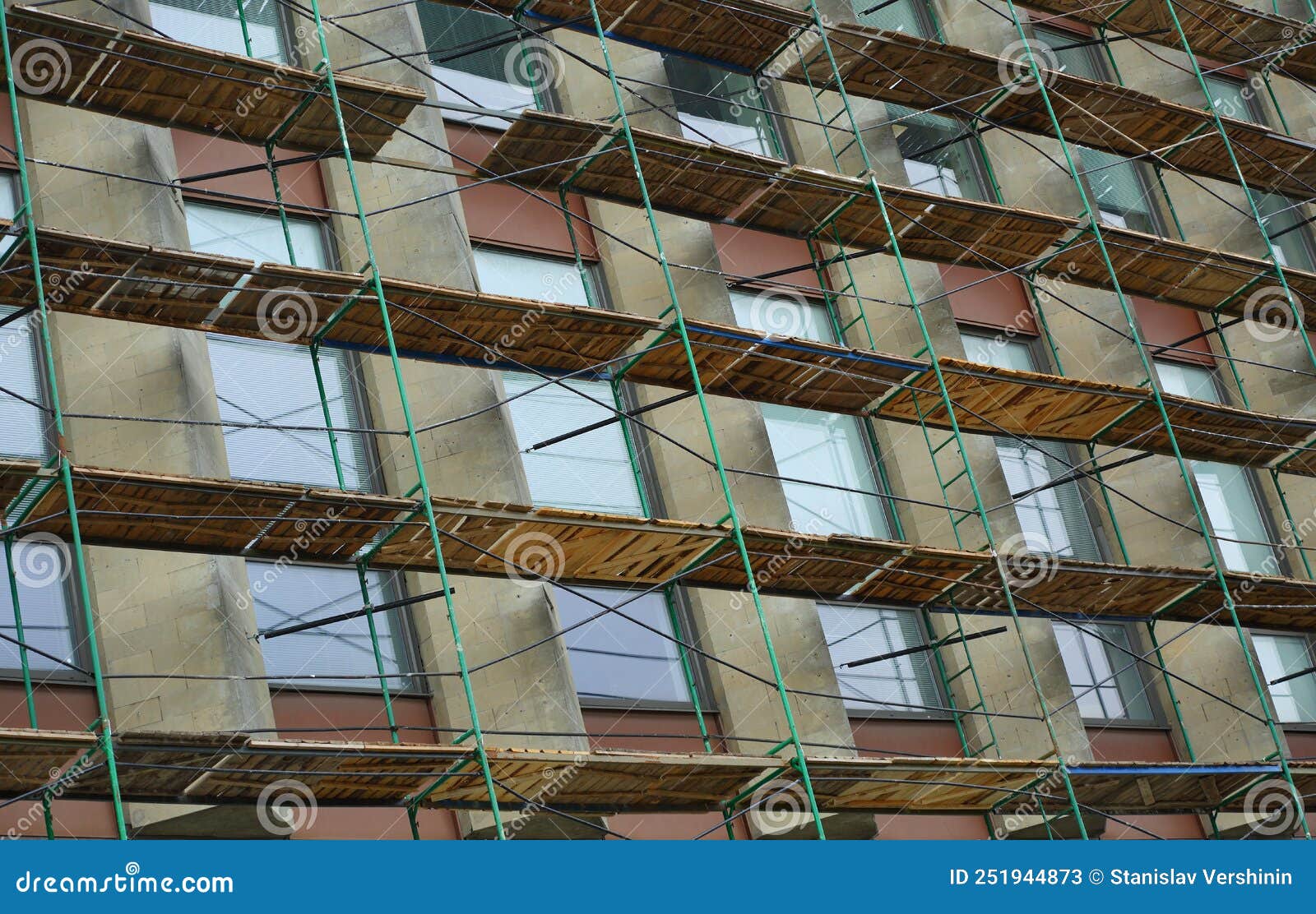 Scaffolding on the Wall of the House Stock Image - Image of steel ...
