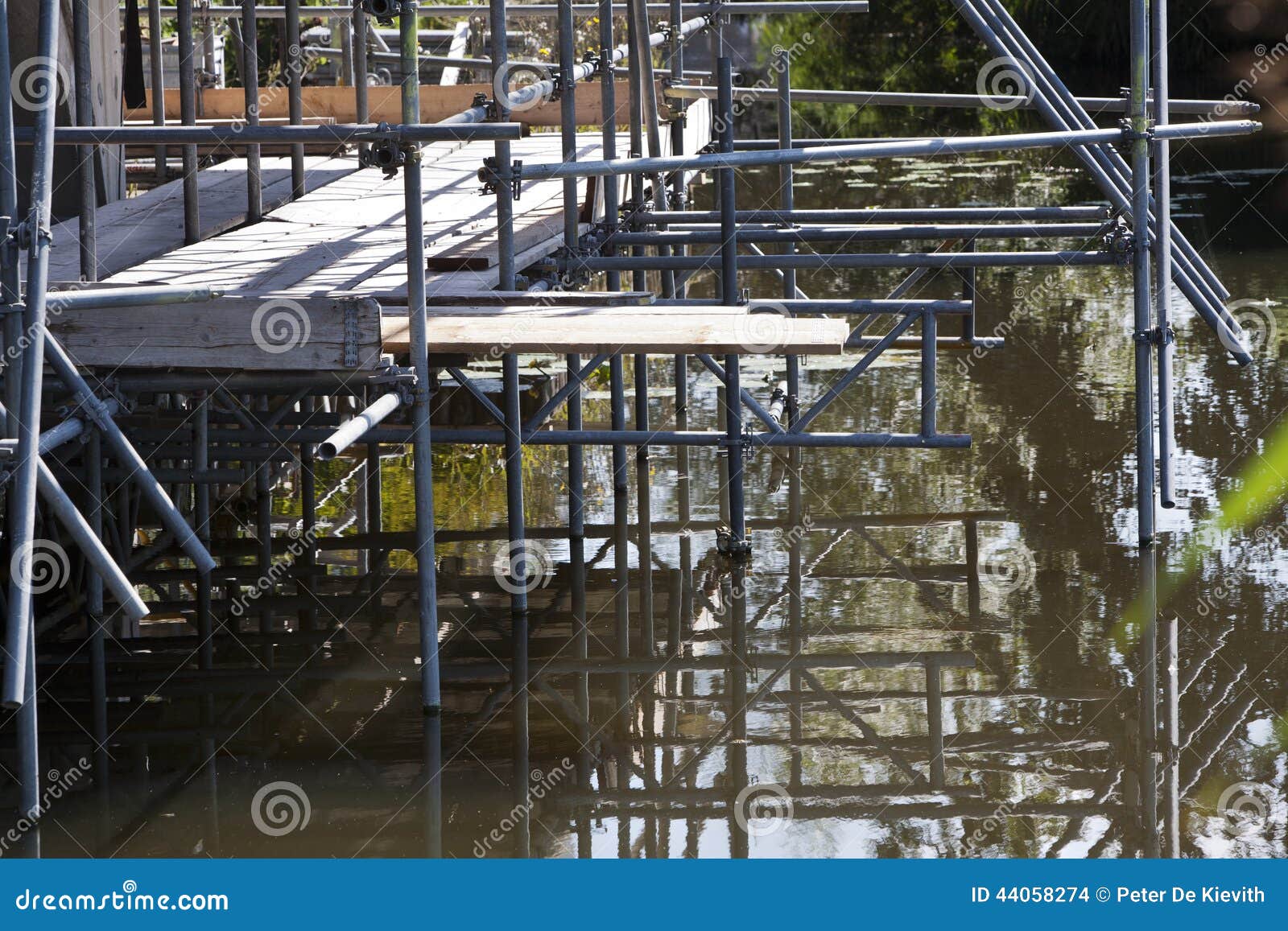 Scaffolding in water stock photo. Image of tranquil, industry - 44058274