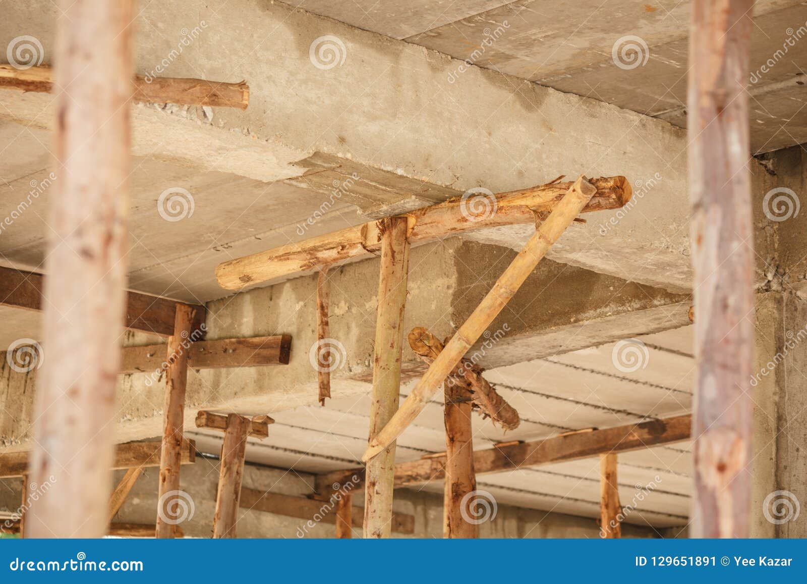 Scaffolding Wood for Small Building Construction Stock Image - Image of ...